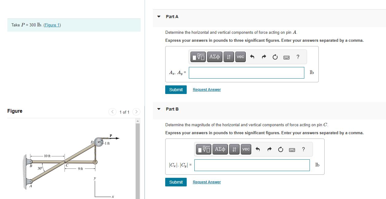 Solved Determine the horizontal and vertical components of | Chegg.com