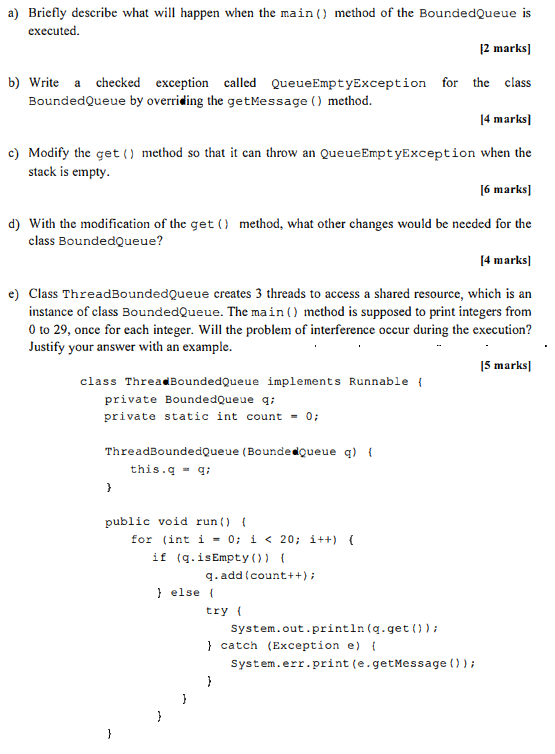 Solved Question 3. Consider the bounded queue class, | Chegg.com