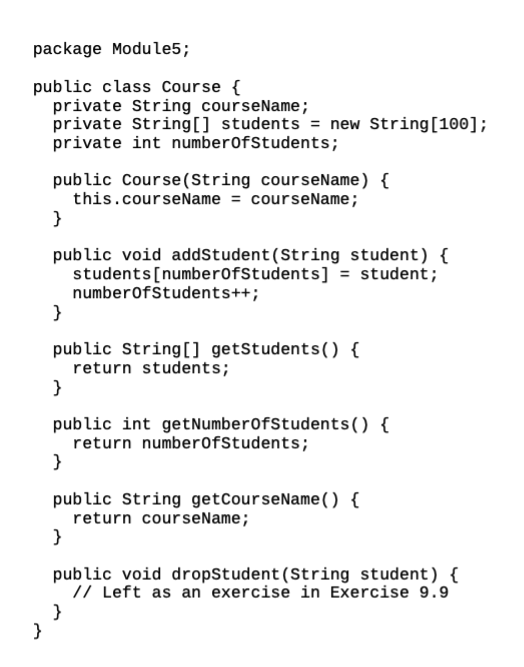 Solved Revise the Course class as follows: (DON'T use | Chegg.com