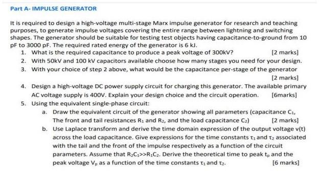 Solved Part A-IMPULSE GENERATOR It is required to design a | Chegg.com
