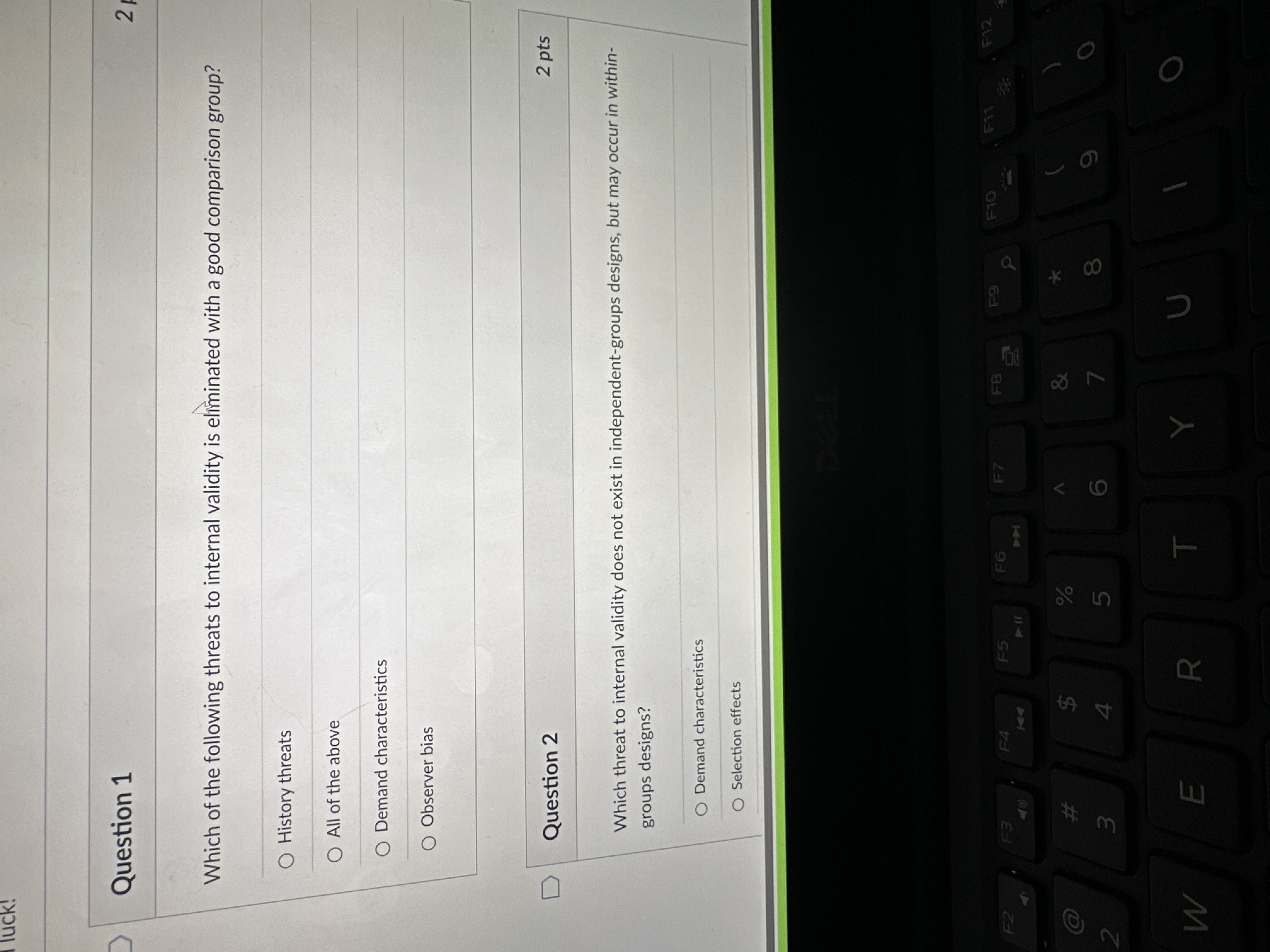 Solved Question 1Which of the following threats to internal | Chegg.com
