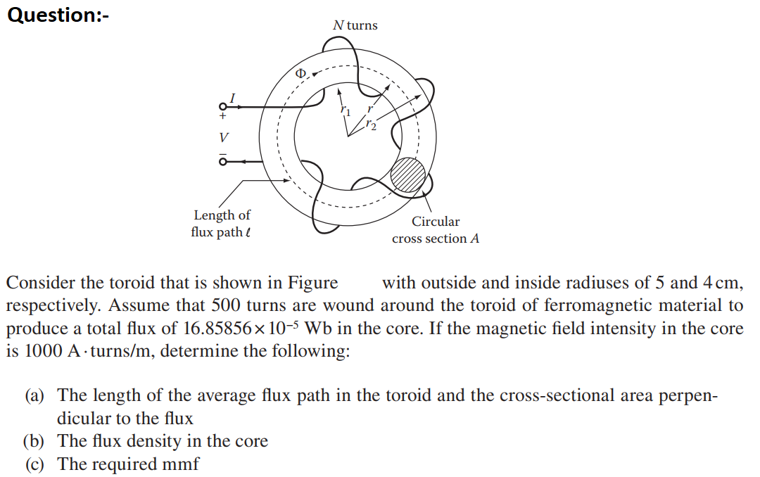 Solved Question:- N turns كم V o Length of flux path | Chegg.com