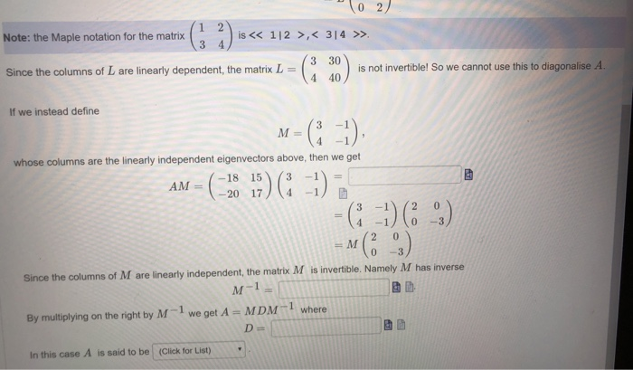 Solved If we have a matrix A and we construct a matrix M, | Chegg.com