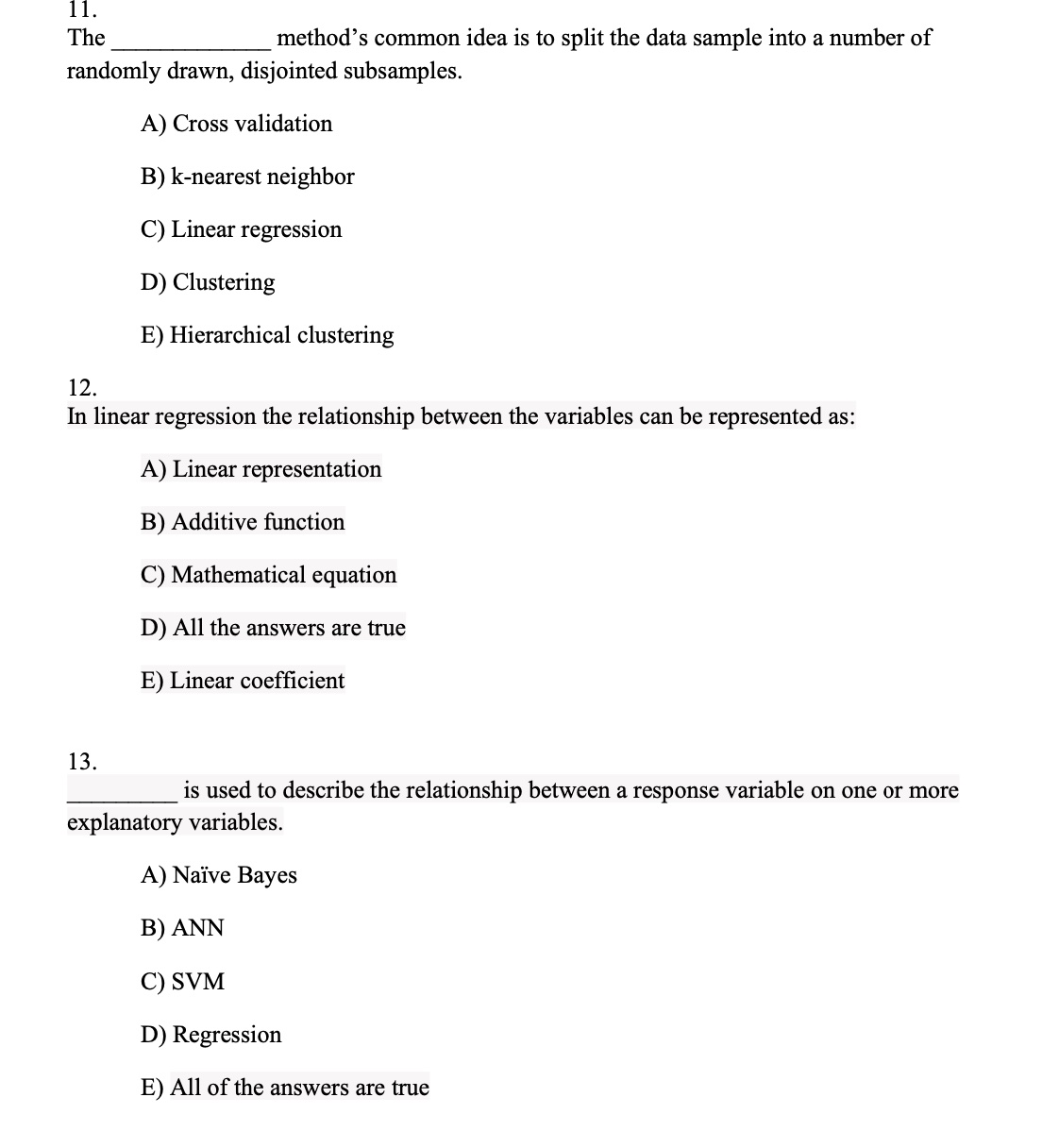 Solved The method's common idea is to split the data sample | Chegg.com
