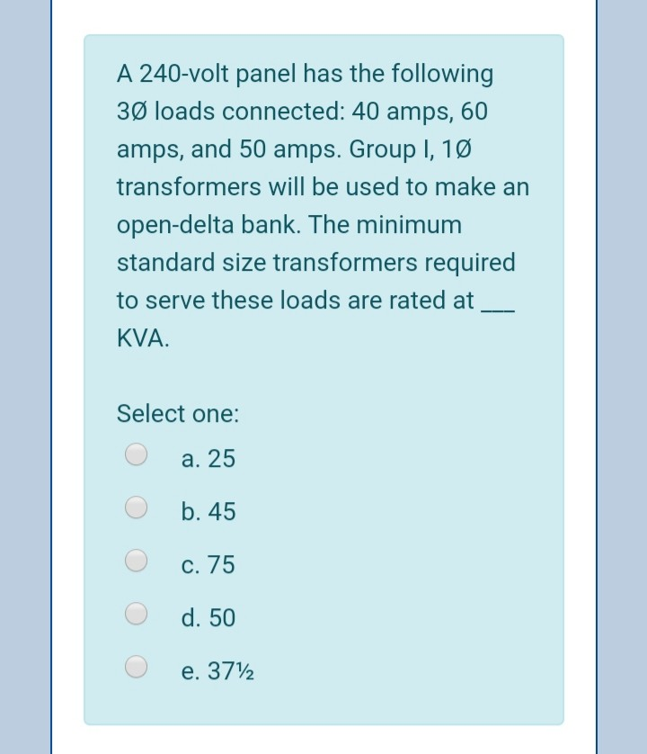 Solved A 240-volt panel has the following 30 loads | Chegg.com