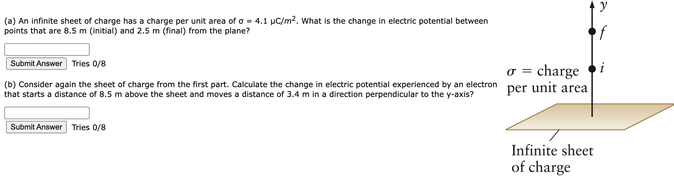 Solved (a) An infinite sheet of charge has a charge per unit | Chegg.com