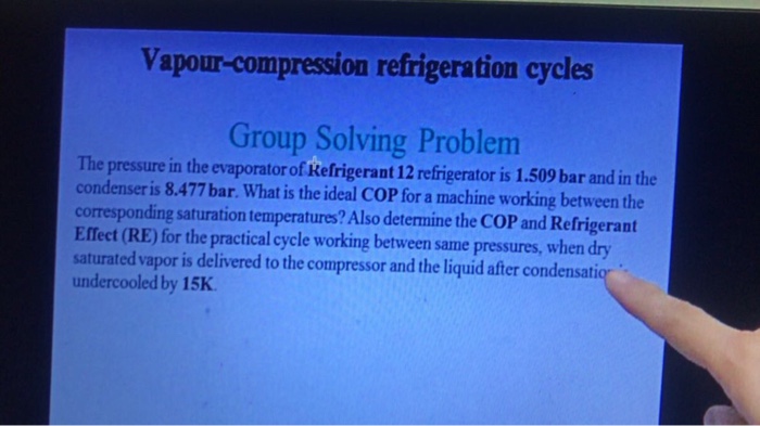Solved Vapour-compression refrigeration cycles Group Solving | Chegg.com
