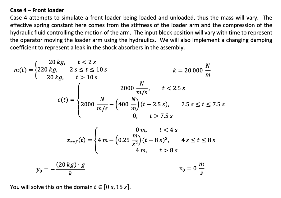 Solved Case 4 - Front loader Case 4 attempts to simulate a | Chegg.com