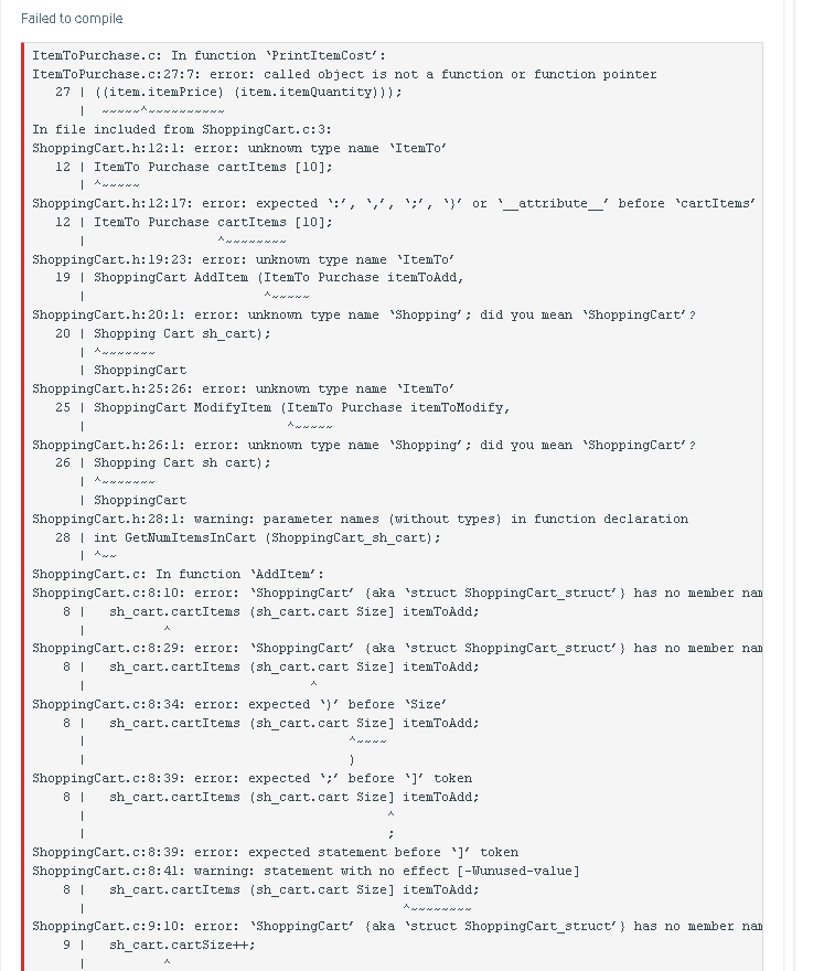 Solved Create online shopping cart(continued) (C) , needs to | Chegg.com
