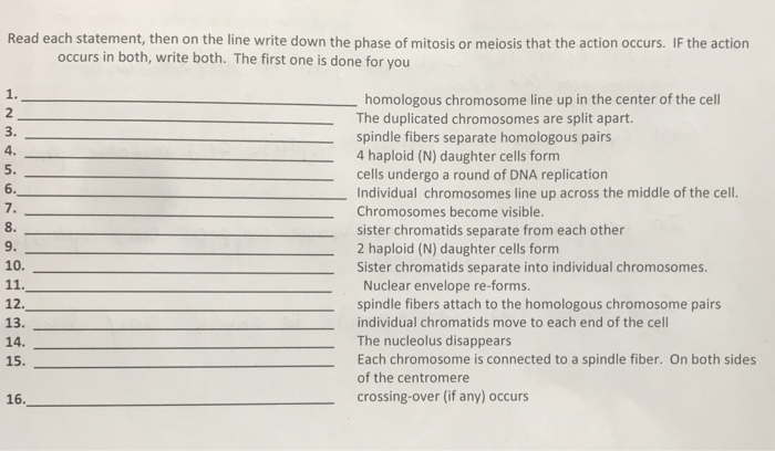 Solved Read each statement, then on the line write down the | Chegg.com