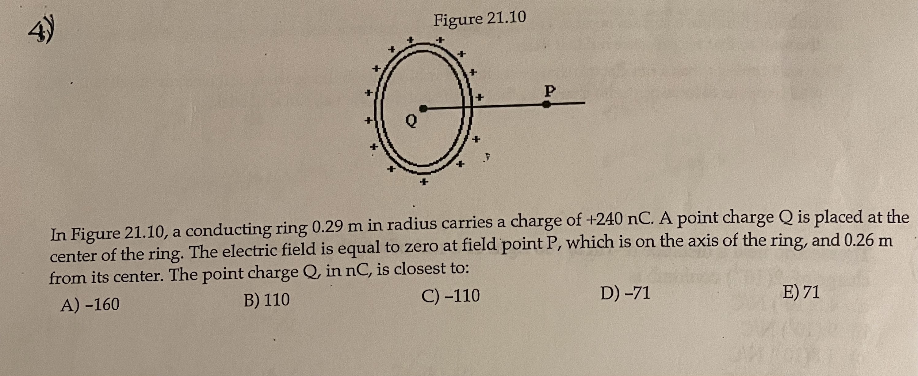 Solved 4) Figure 21.10 In Figure 21.10, a conducting ring | Chegg.com