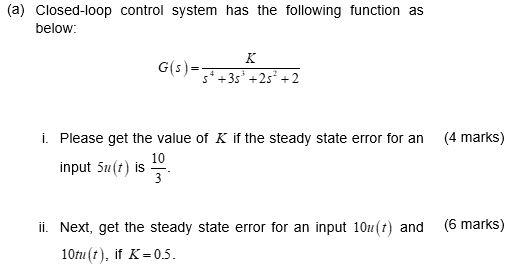Solved Please solve the control system question below. Do | Chegg.com