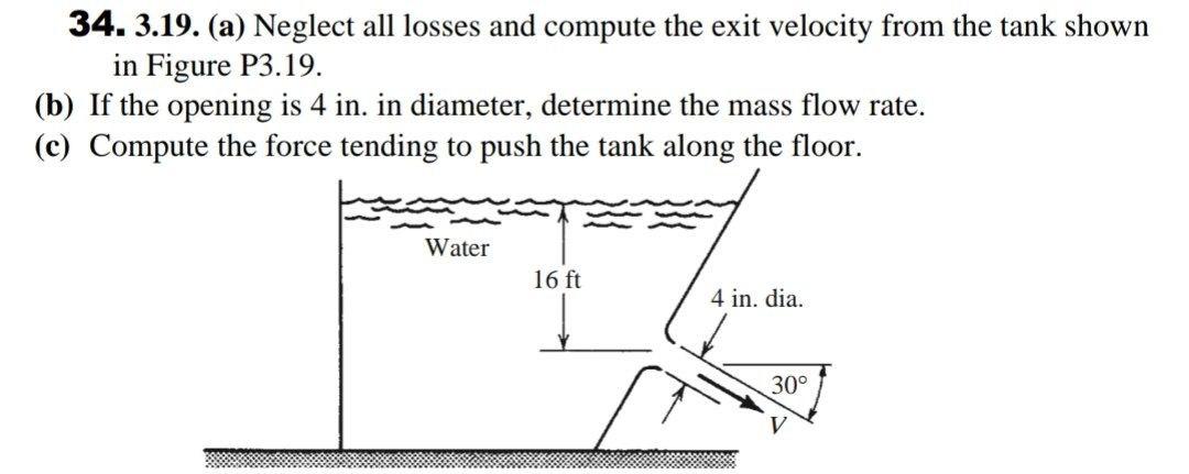 Solved 34. 3.19. (a) Neglect all losses and compute the exit | Chegg.com