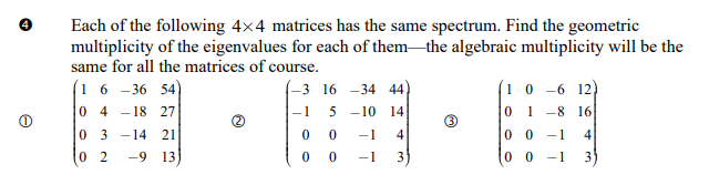 Solved Each of the following 4x4 matrices has the same | Chegg.com