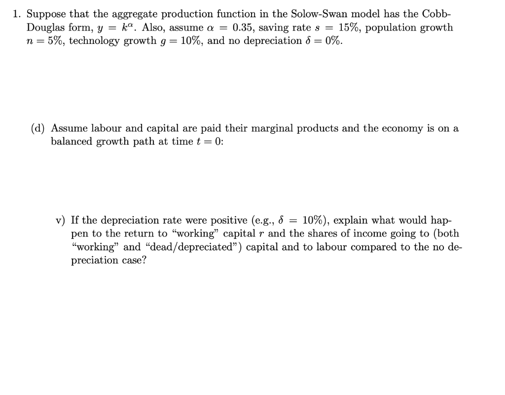Solved 1 Suppose That The Aggregate Production Function In