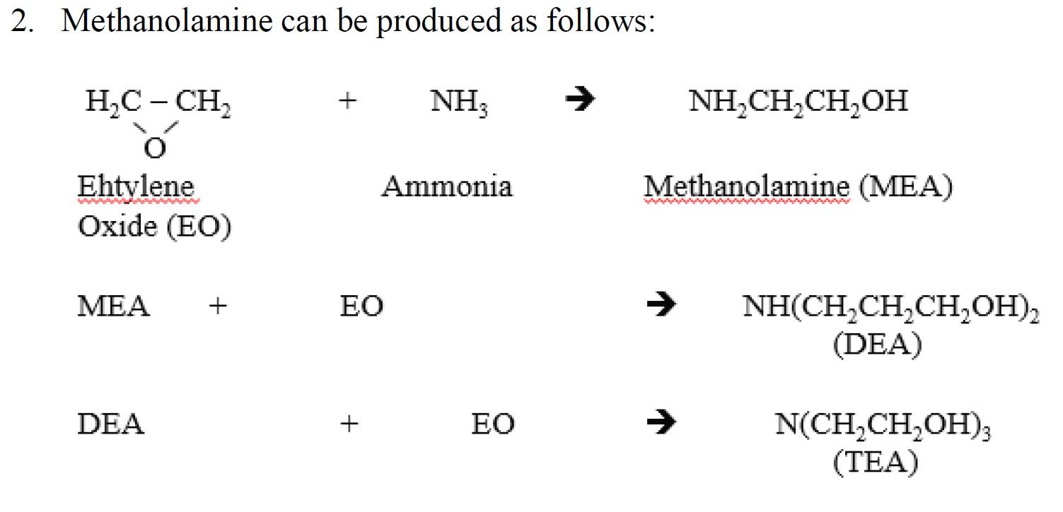 Solved 2. Methanolamine can be produced as follows: H2C - | Chegg.com