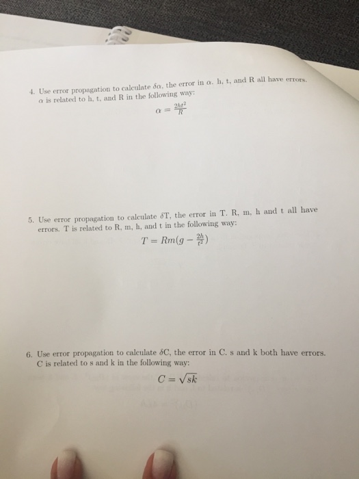 Solved Use error propagation to calculate delta alpha, the | Chegg.com