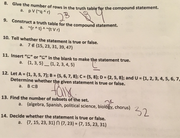 Solved 8. Give the number of rows in the truth table for the | Chegg.com