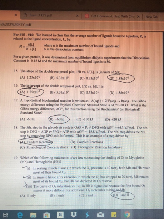 Solved Exam 3 KEY pdf Get Homework Help With Che X New Tab | Chegg.com