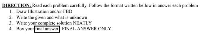 Solved DIRECTION: Read each problem carefully. Follow the | Chegg.com