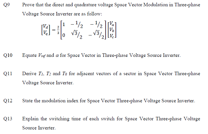 Q7 Derive all Line Voltage Vector for Three-phase | Chegg.com