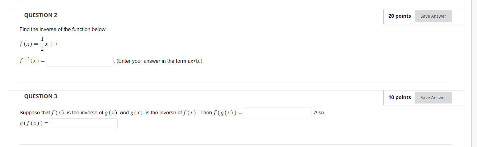Solved Find the inverse of the function below. f(x)=21x+7 | Chegg.com