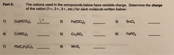 Solved Part 5: The cations used in the compounds below have | Chegg.com