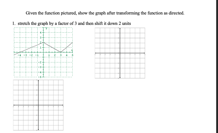 Solved Given the function pictured, show the graph after | Chegg.com