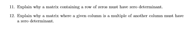 Solved 11 Explain Why A Matrix Containing A Row Of Zeros 3562