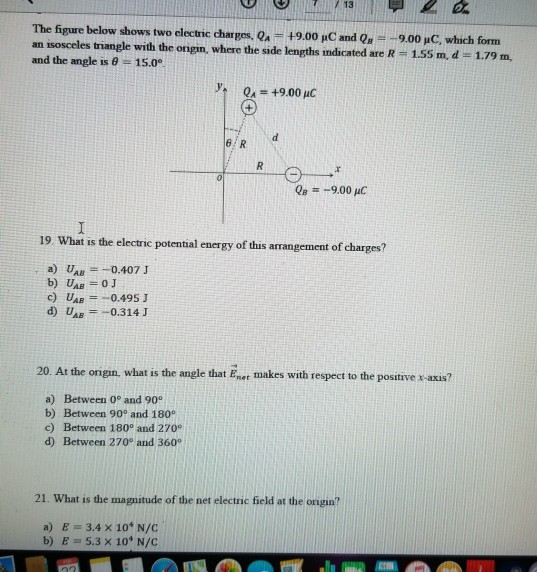 Solved O The Figure Below Shows Two Electric Charges Qa