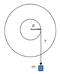 Solved T: tension, R: radius, m: mass hanging from the cord. | Chegg.com