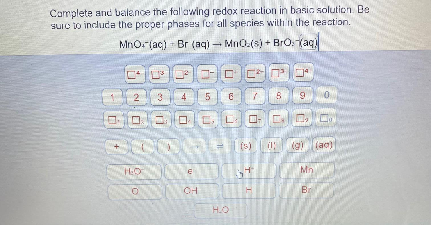Solved Complete and balance the following redox reaction in | Chegg.com