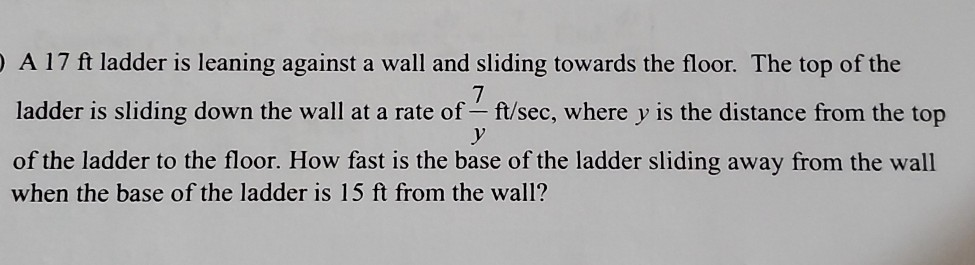 Solved | A 17 ft ladder is leaning against a wall and | Chegg.com