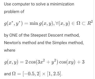 Use computer to solve a minimization problem of g(2*, | Chegg.com