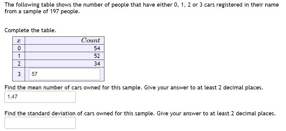 Solved The following table shows the number of people that | Chegg.com
