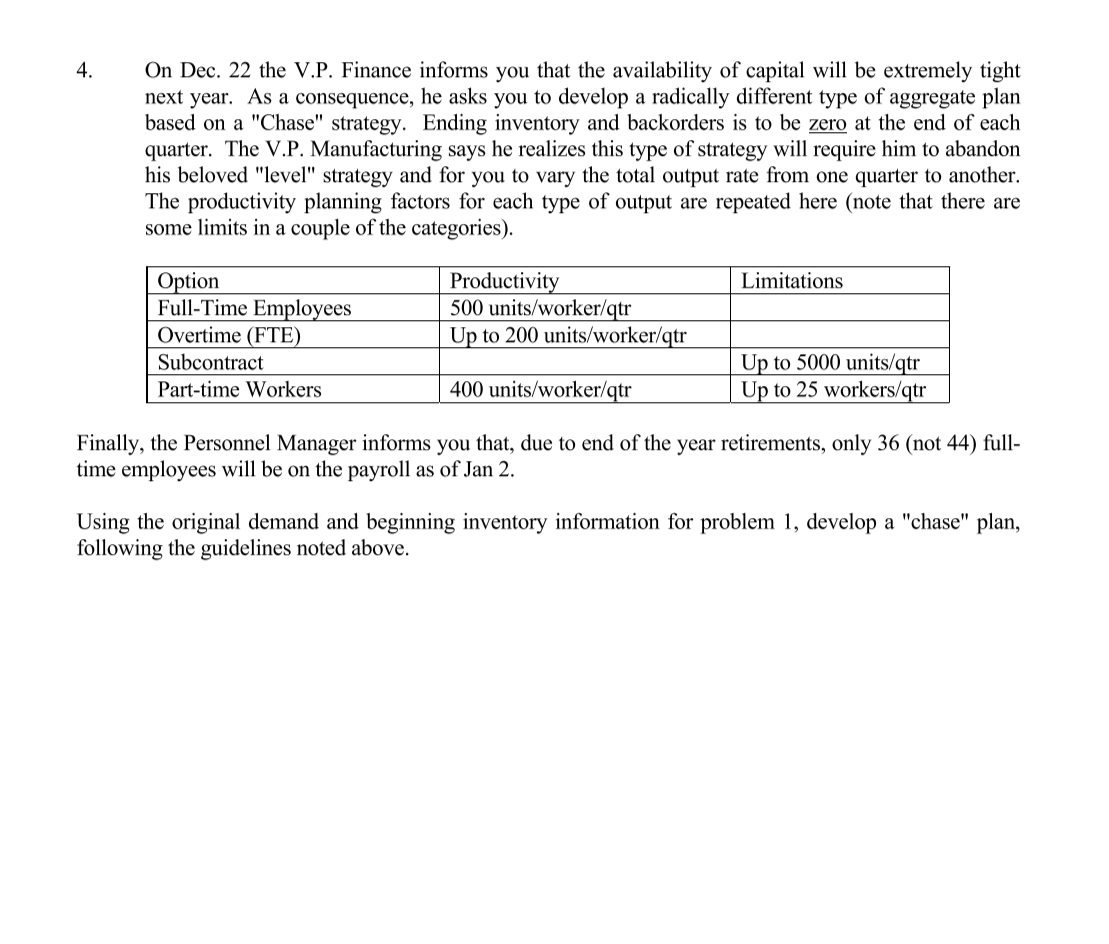 Aggregate Planning Exercise This exercise occurs in | Chegg.com