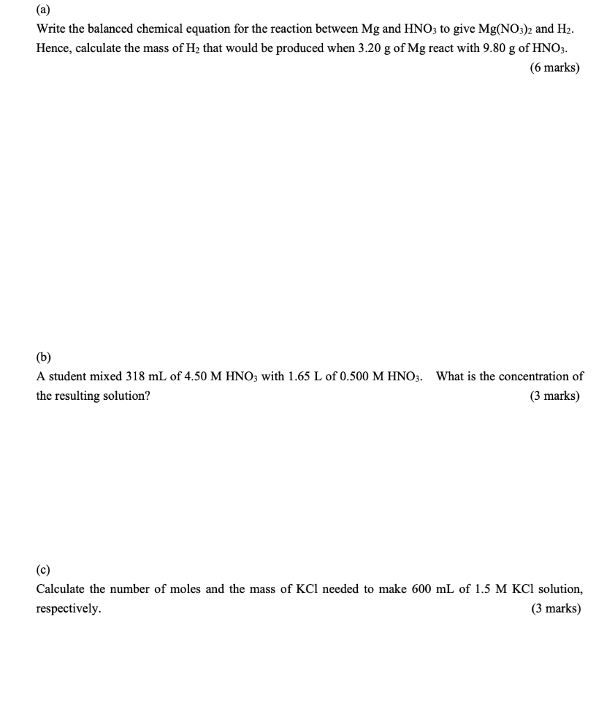 Solved (a) Write the balanced chemical equation for the | Chegg.com
