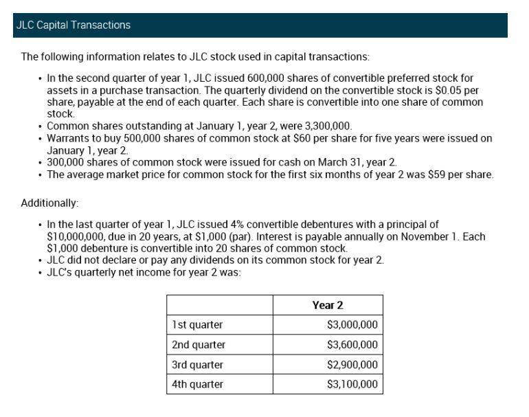 Solved During years 1 and 2, JLC Corp., a calendar-year-end | Chegg.com