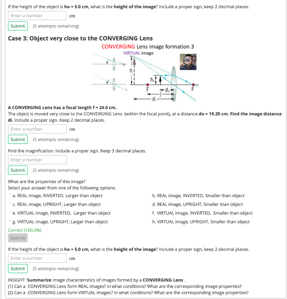 Solved Refraction - CONVERGING Lenses Pay attention to the | Chegg.com