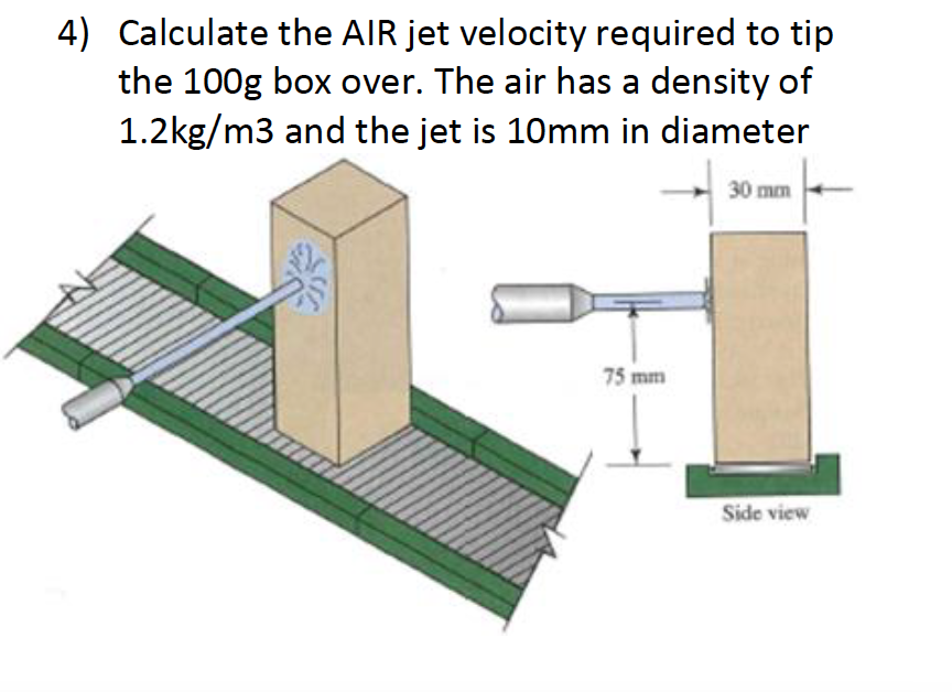 Solved 4) Calculate the AIR jet velocity required to tip the | Chegg.com