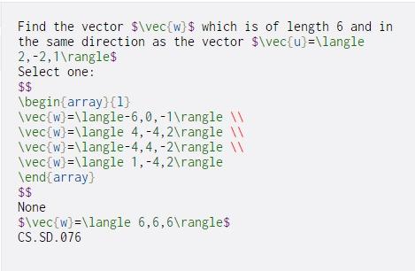 Solved Find the vector $\vec {w}$ which is of length 6 and | Chegg.com