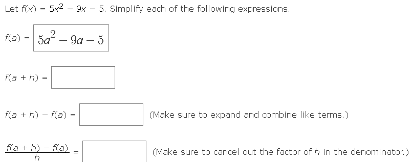 Solved Let f(x)=5x2-9x-5. ﻿Simplify each of the following | Chegg.com
