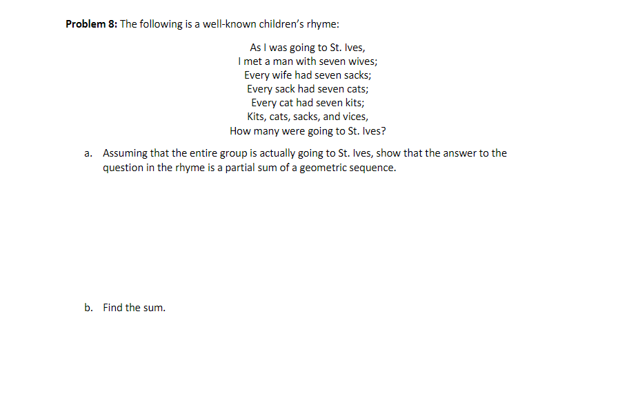 Solved Problem 8: The following is a well-known children's | Chegg.com
