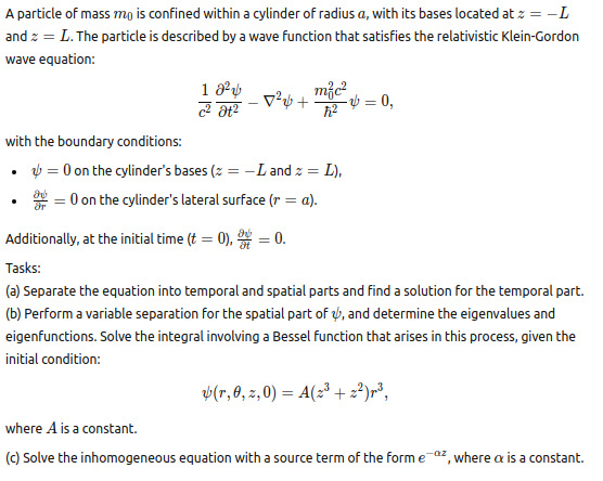 Solved A particle of ﻿mass m0 is ﻿confined within a cylinder | Chegg.com