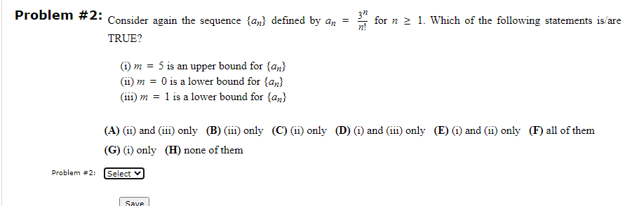 Solved blem \# 2: Consider again the sequence {an} defined | Chegg.com