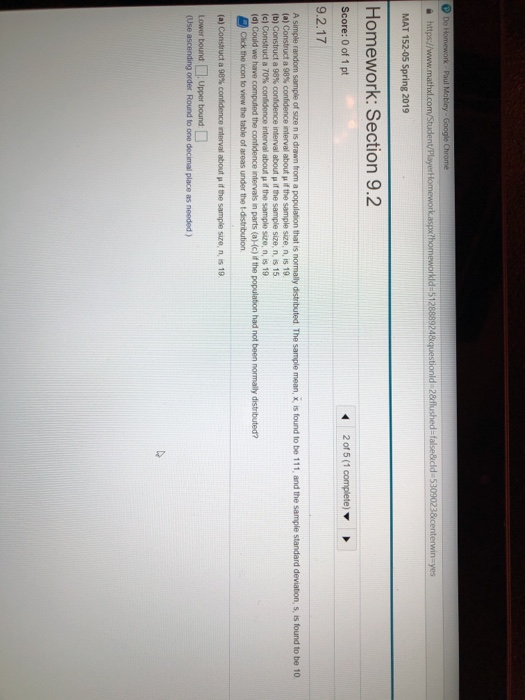 Solved rk Paul MAT 152-05 Spring 2019 Homework: Section 9.2 | Chegg.com