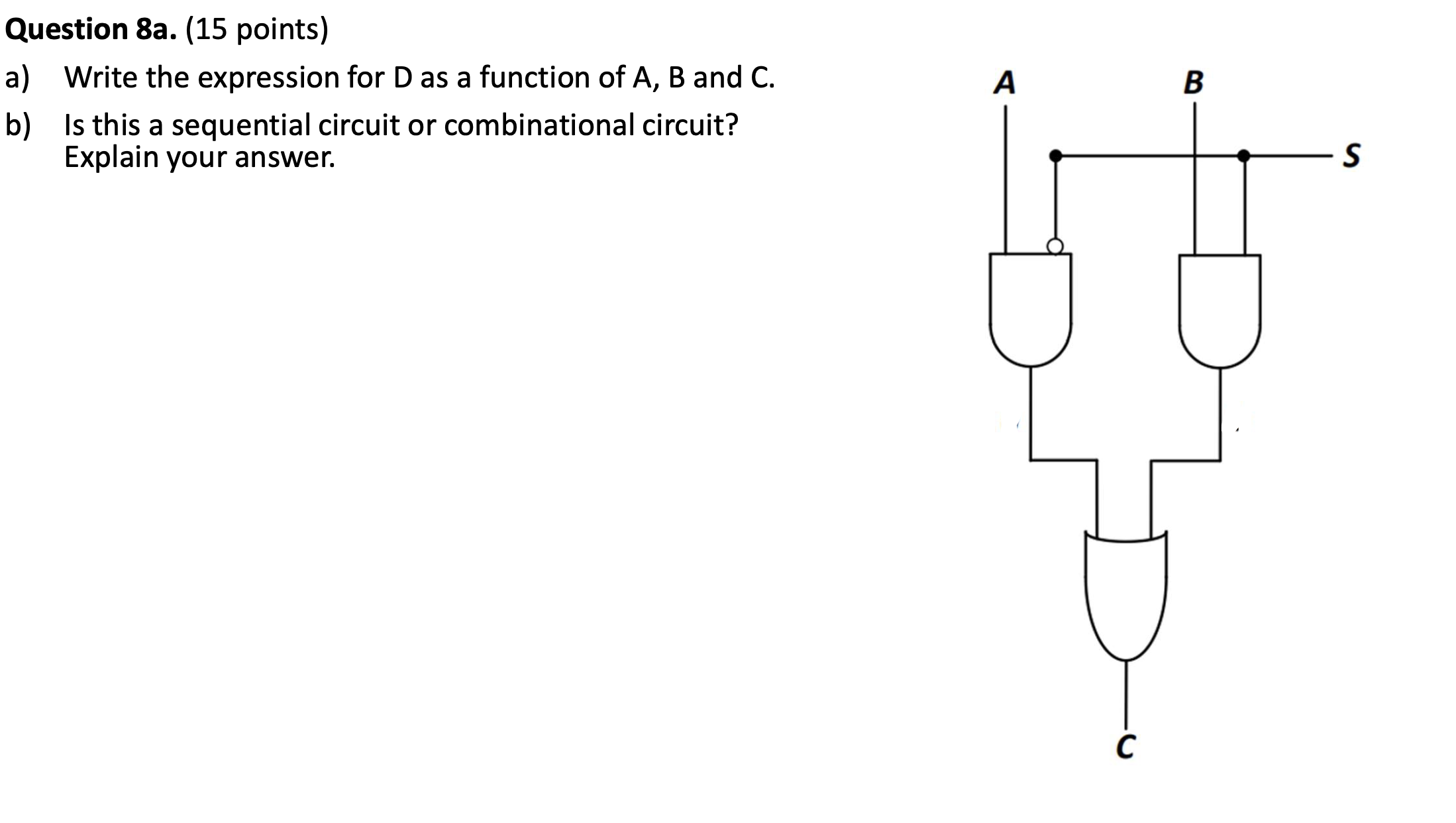 Question 8a. (15 points) a) Write the expression for | Chegg.com