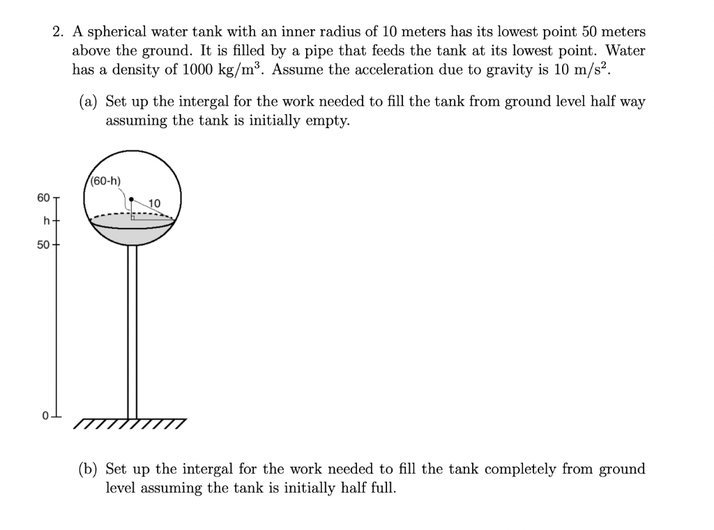 Solved 2. A spherical water tank with an inner radius of 10 | Chegg.com