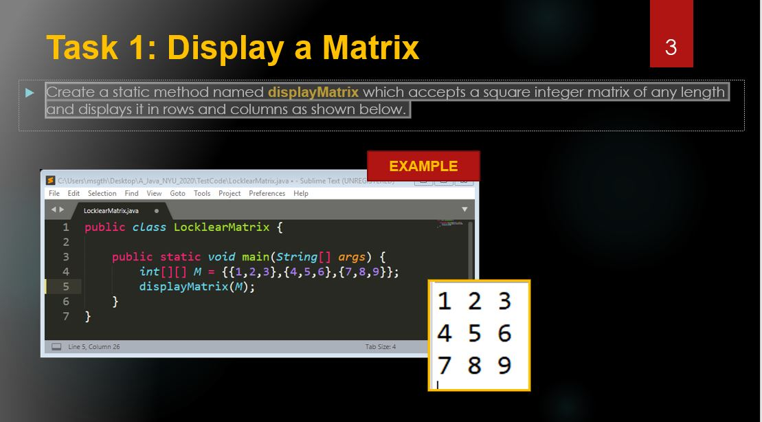 Solved Task 3 Create A Matrix 5 Create A Static Method
