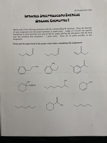 Solved IR Problem Sur 6.doc INFRARED SPECTROSCOPY EXERCISE | Chegg.com
